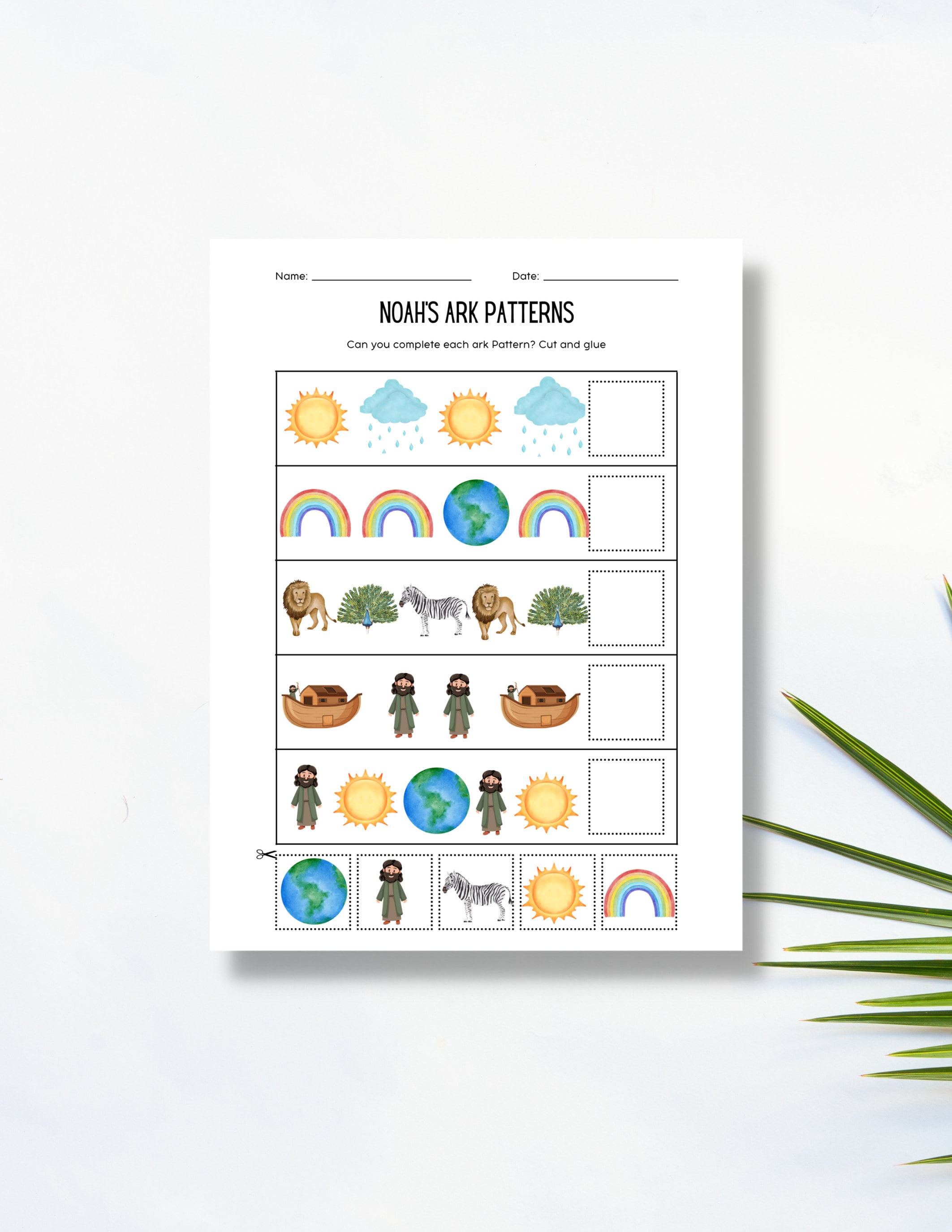 NOAH'S ARK PATTERNS Worksheet for Vbs, Sunday School, Homeschooling ...