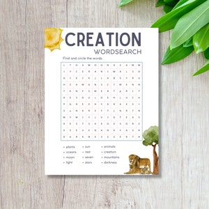 CREATION WORD SEARCH for Kids/ Bible Activity for Vbs, Sunday School ...