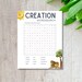 CREATION WORD SEARCH for Kids/ Bible Activity for Vbs, Sunday School ...