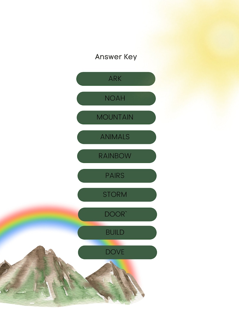 Noah and the Ark Word Scramble Worksheet Sunday School Bible - Etsy