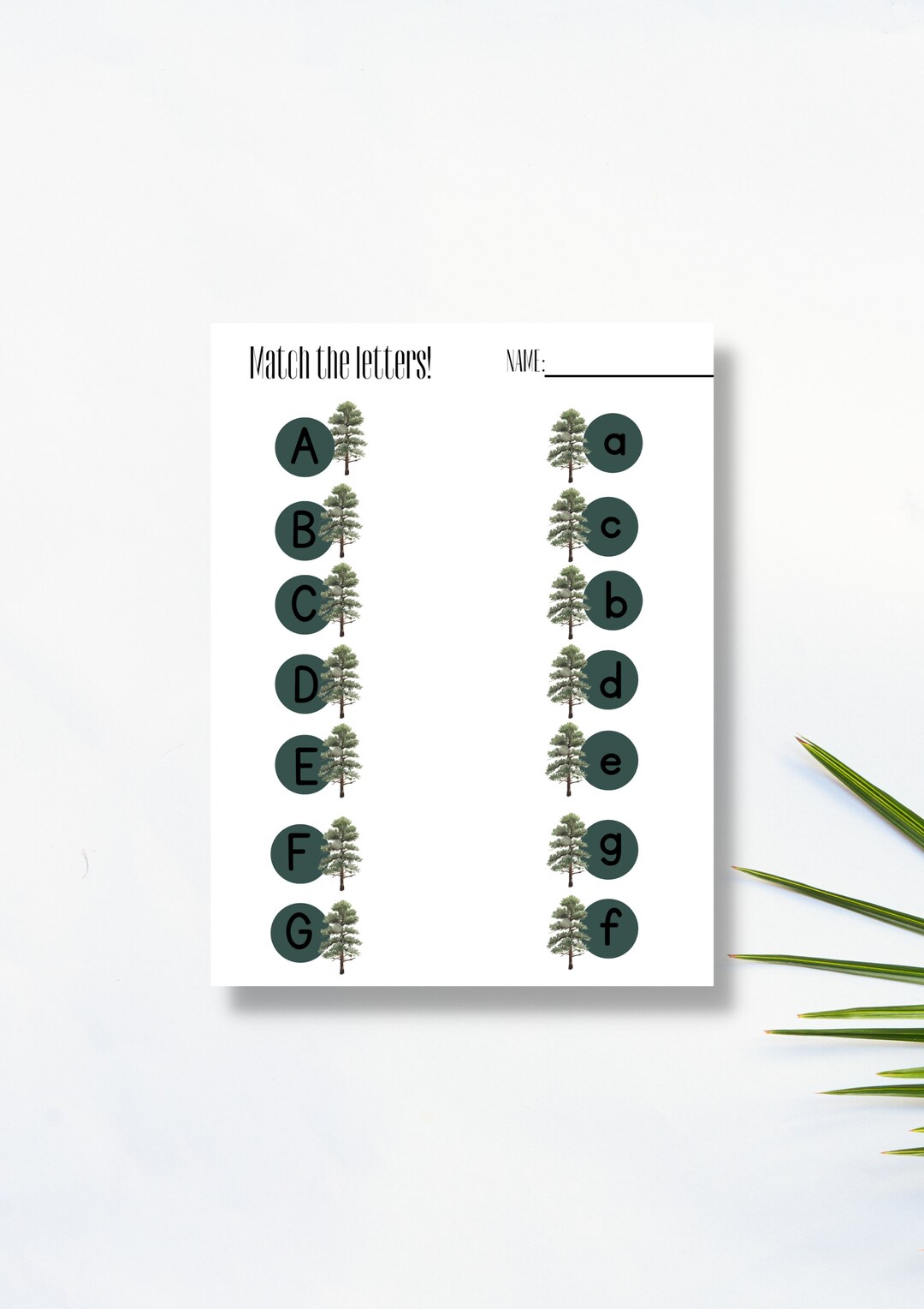 UPPERCASE and LOWERCASE WORKSHEET for Learning, Cute Tree Themed ...