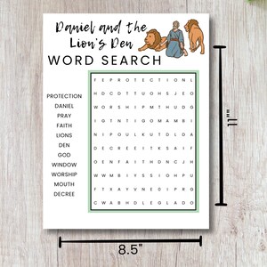 DANIEL and the LIONS DEN Word Search Worksheet for Vbs, Sunday School ...