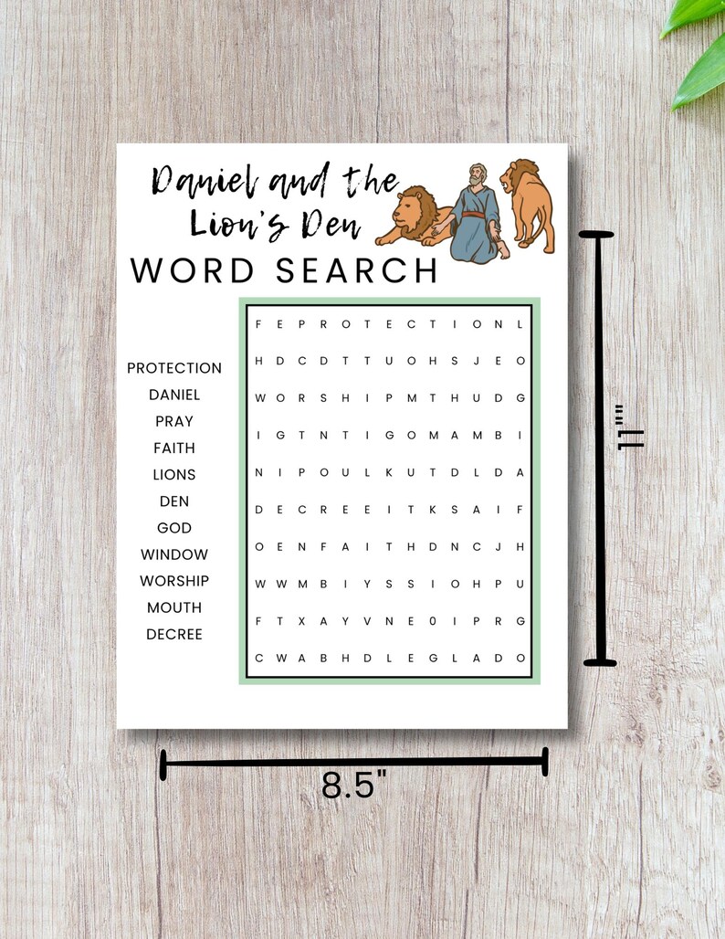 DANIEL and the LIONS DEN Word Search Worksheet for Vbs, Sunday School ...