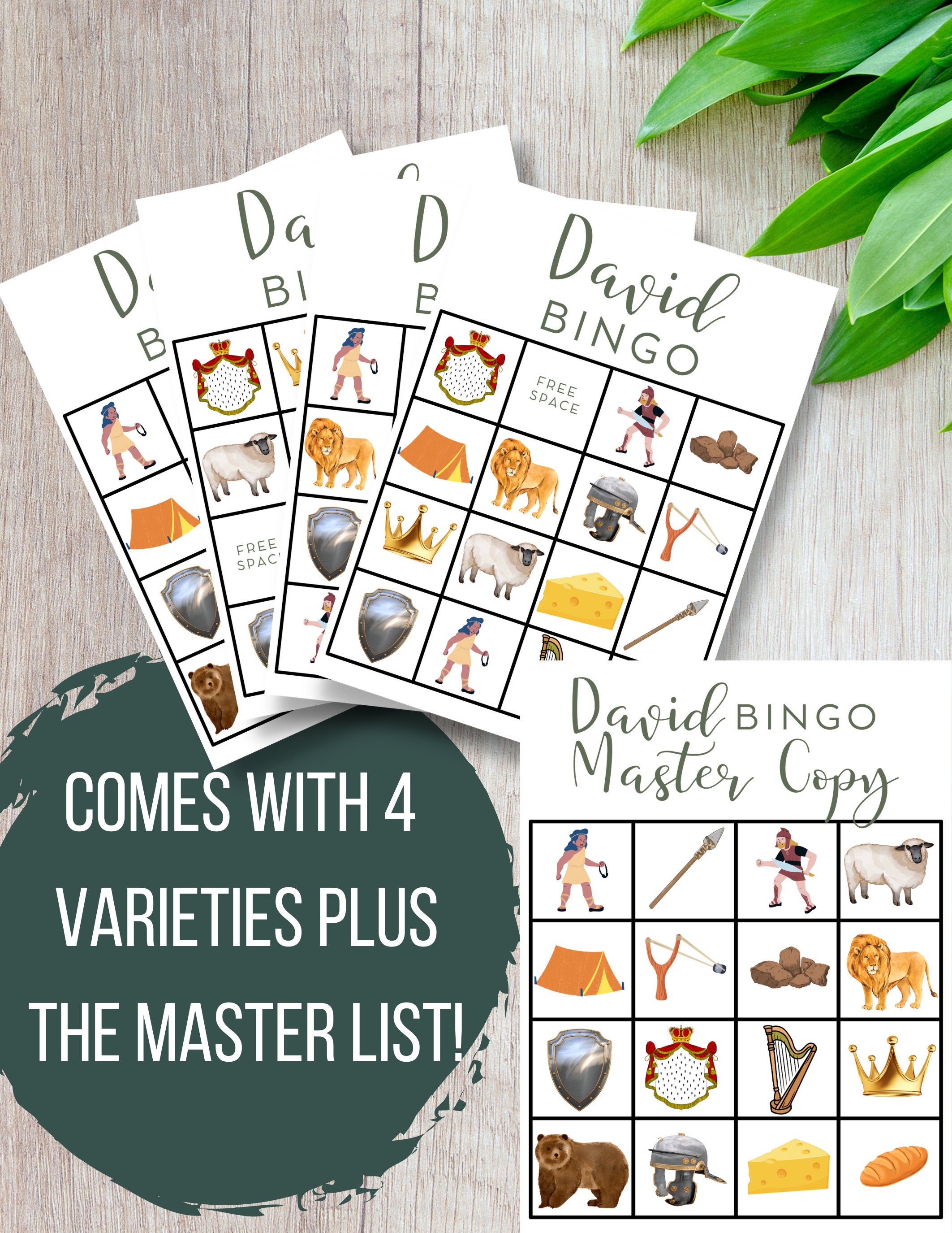 DAVID BINGO SET, Bible Stories for Kids, Church Activities for Vbs or ...