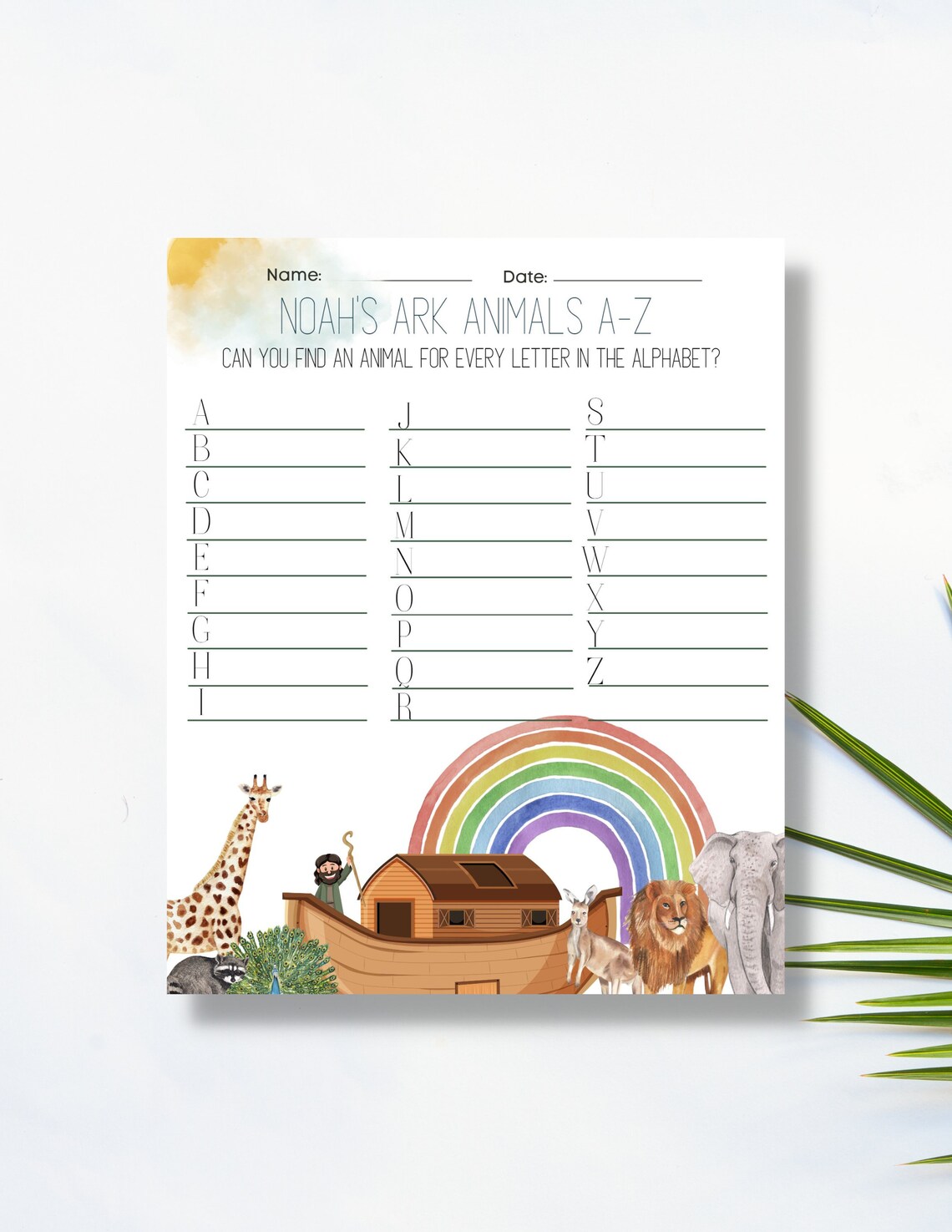 NOAHS ARK Animalz A-z Activity for Sunday School or VBS, Bible Stories ...