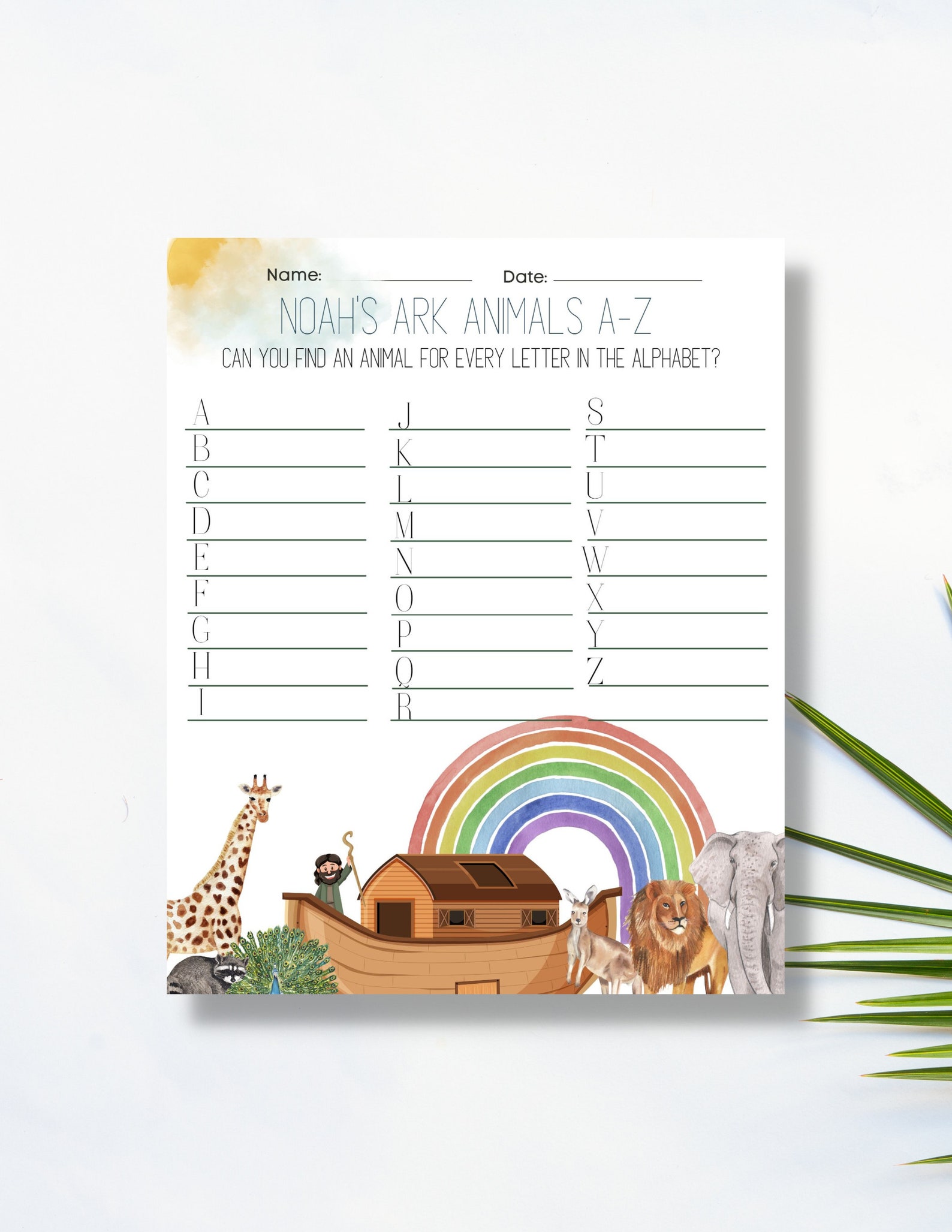 NOAHS ARK Animalz A-z Activity for Sunday School or VBS, Bible Stories ...