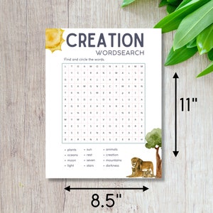 CREATION WORD SEARCH for Kids/ Bible Activity for Vbs, Sunday School ...