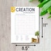 CREATION WORD SEARCH for Kids/ Bible Activity for Vbs, Sunday School ...