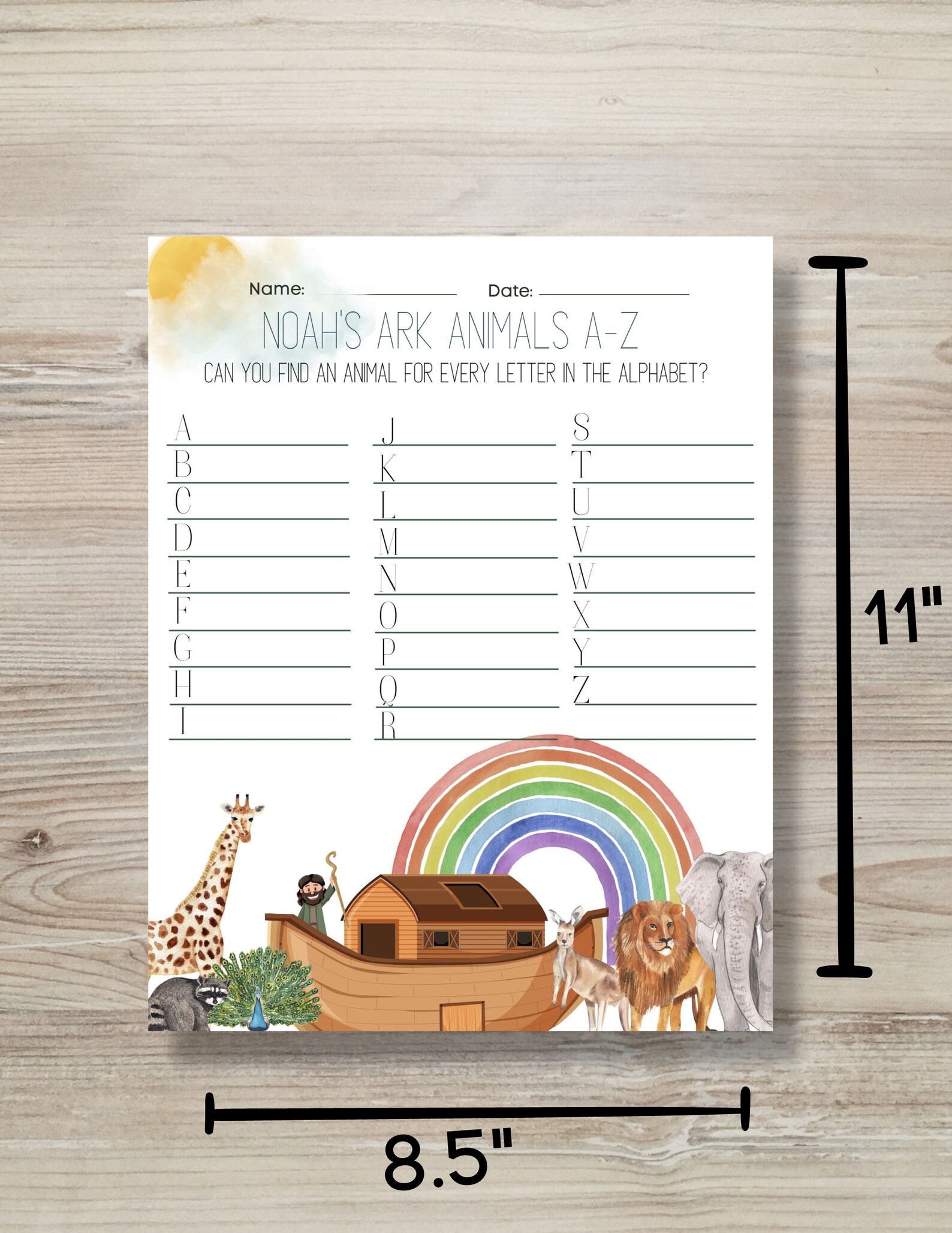 NOAHS ARK Animalz A-z Activity for Sunday School or VBS, Bible Stories ...