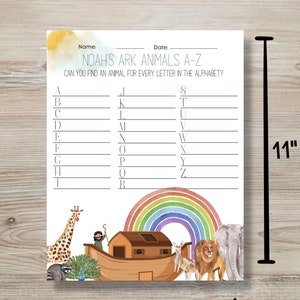 NOAHS ARK Animalz A-z Activity for Sunday School or VBS, Bible Stories ...
