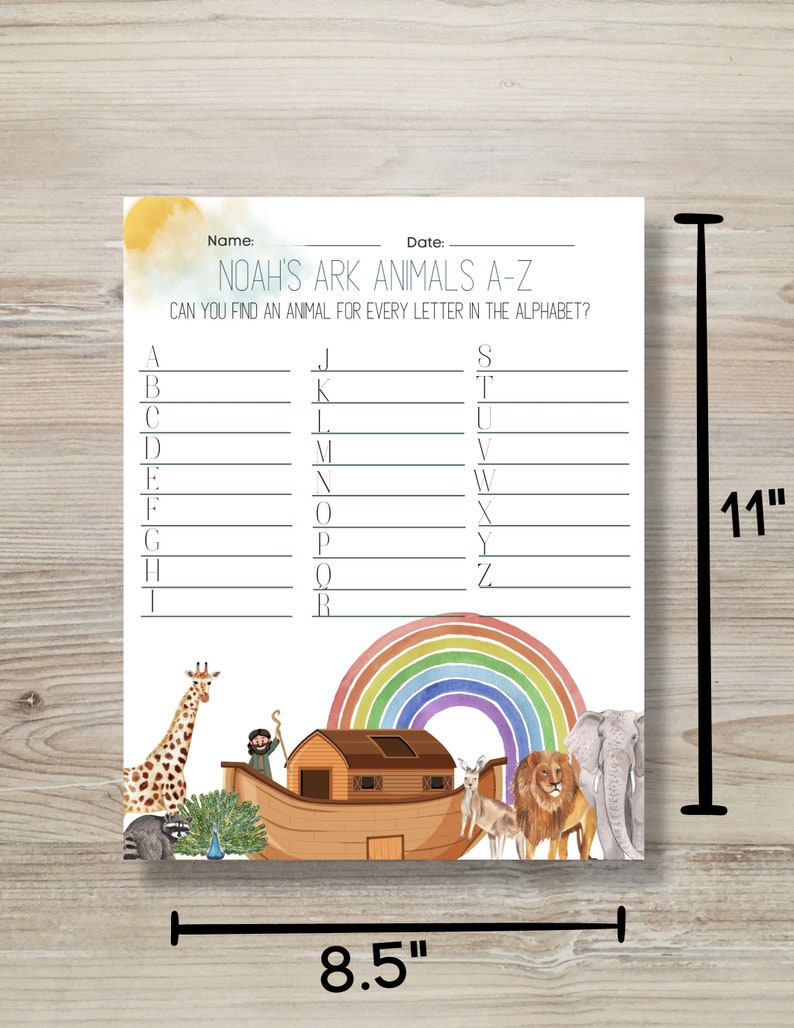NOAHS ARK Animalz A-z Activity for Sunday School or VBS, Bible Stories ...