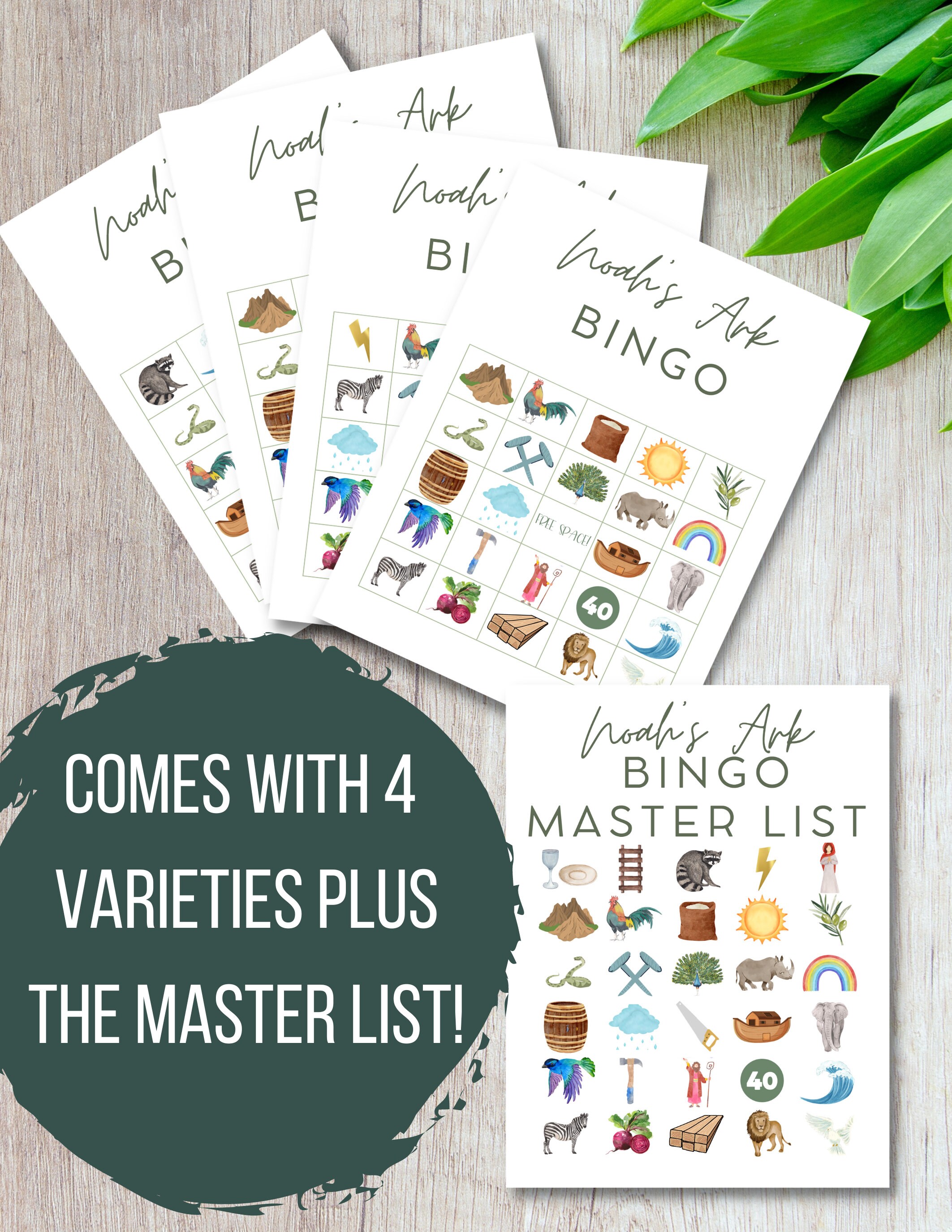 NOAHS ARK BINGO Set, Variations of Cards and List, for Sunday School ...