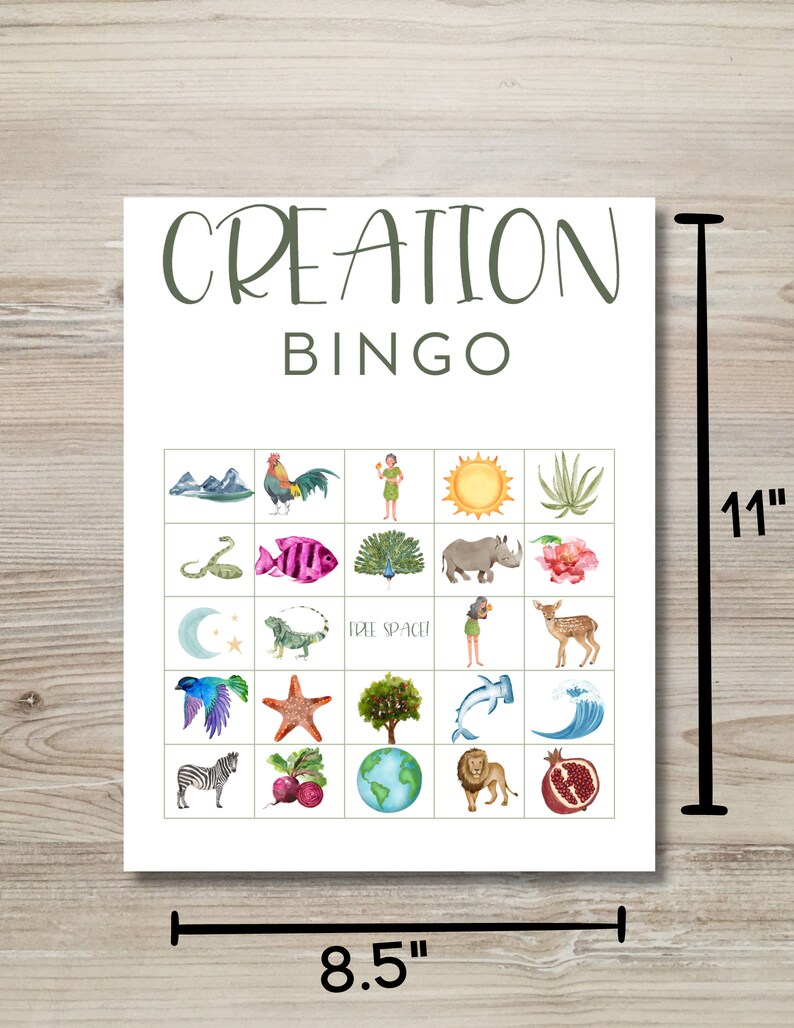 CREATION BINGO for Sunday School, Vbs, or Kids at Home, Bible Story ...
