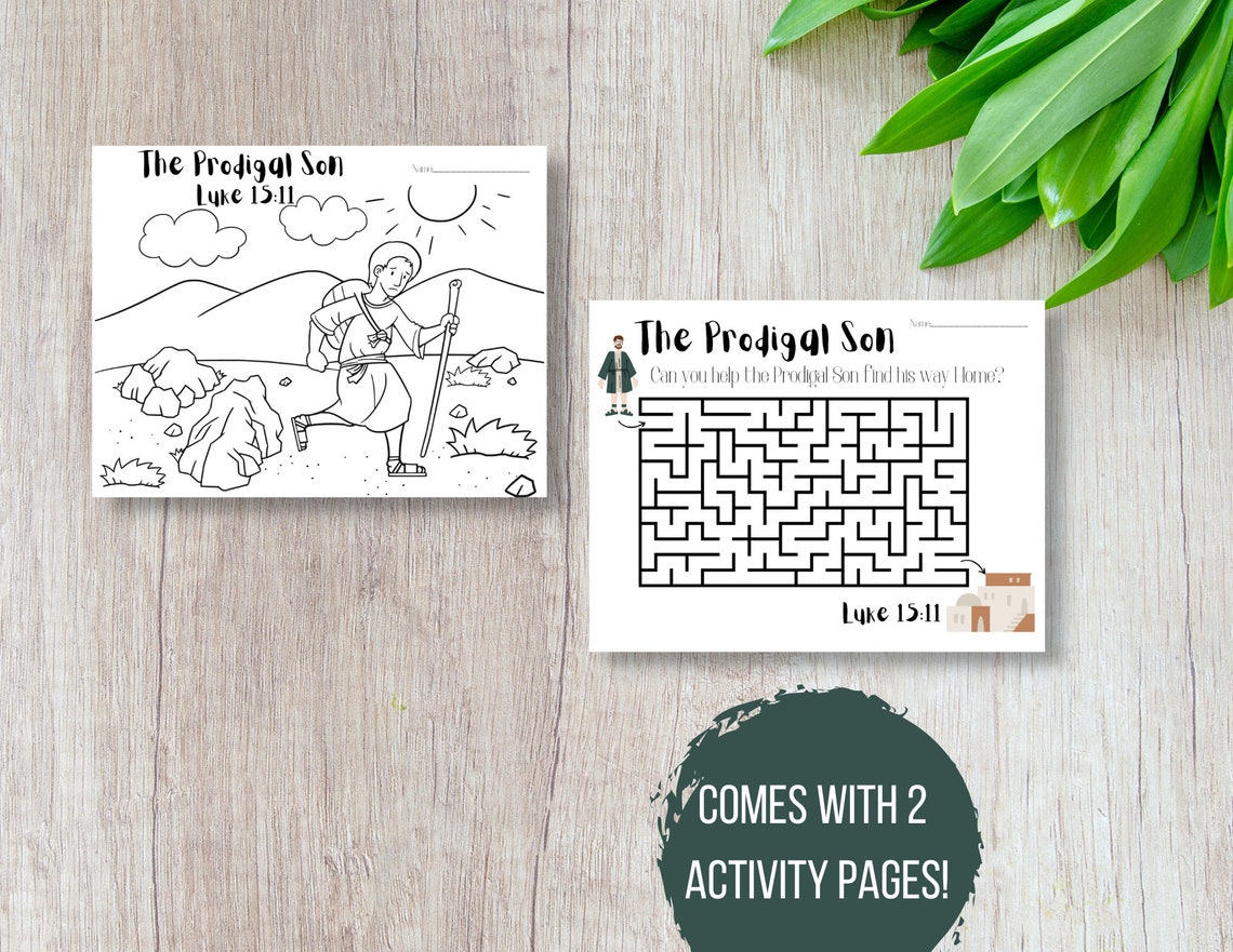 The PRODIGAL SON Bible Activity Sheets for Children, Vbs or Sunday ...