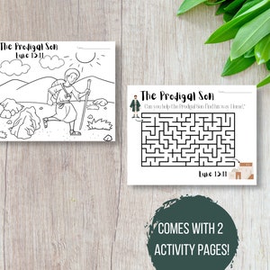 The PRODIGAL SON Bible Activity Sheets for Children, Vbs or Sunday ...