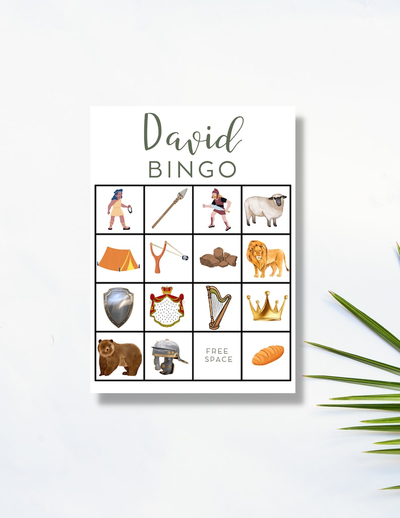 DAVID BINGO SET, Bible Stories for Kids, Church Activities for Vbs or ...