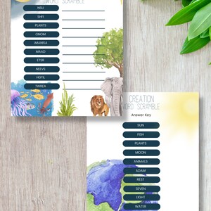 CREATION WORD SCRAMBLE Activity for Kids, Sunday School, Vbs, Bible ...