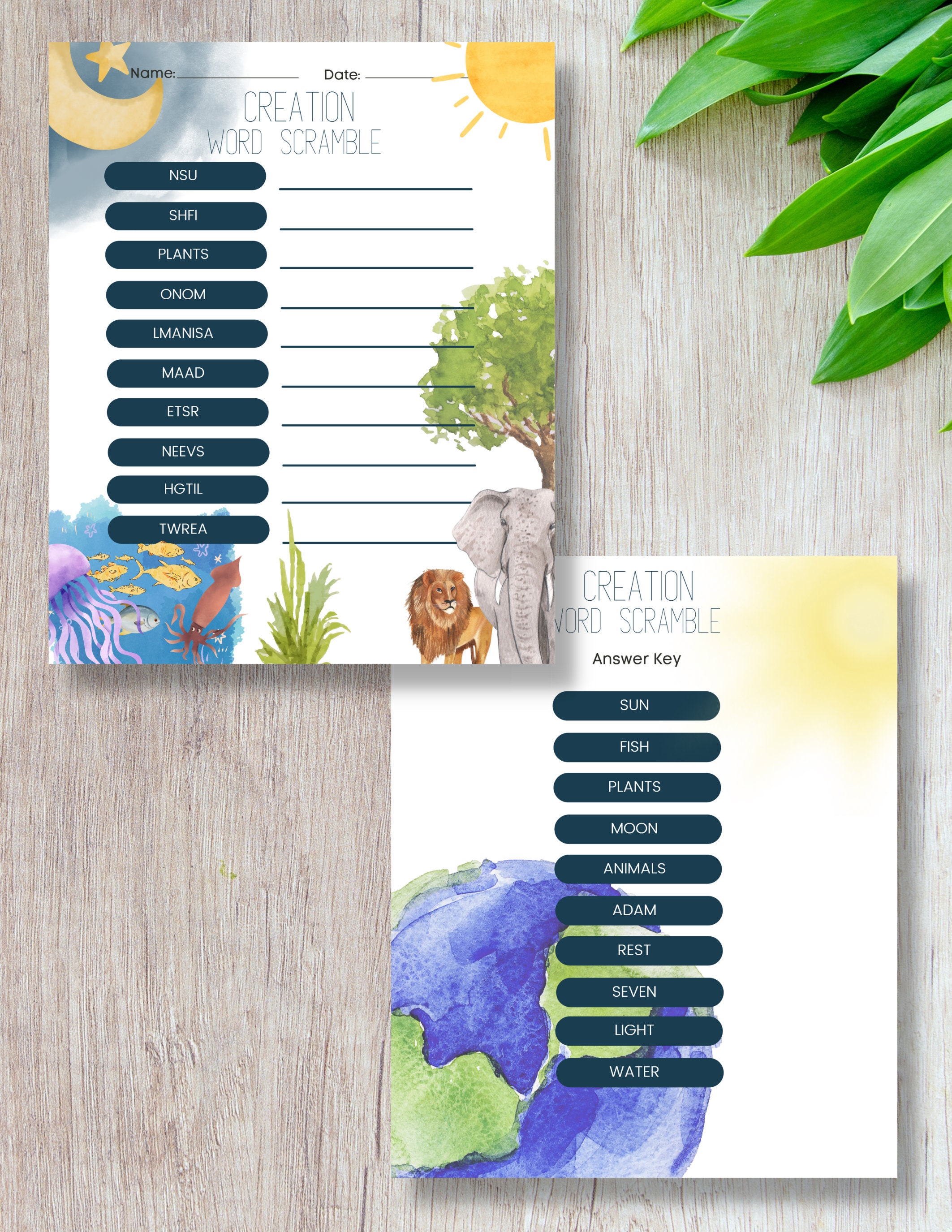 CREATION WORD SCRAMBLE Activity for Kids, Sunday School, Vbs, Bible ...