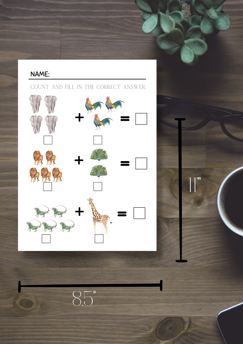 ANIMAL ADDITION WORKSHEET/ Noah's Ark Kids Activity Page/ School or Vbs ...