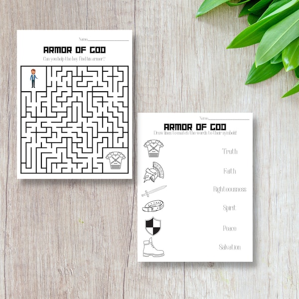 Armor of God Worksheets - Etsy