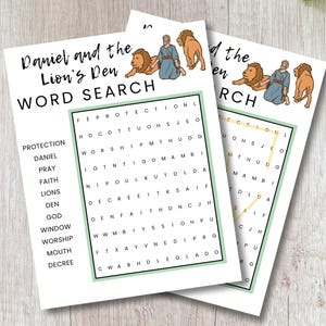 DANIEL and the LIONS DEN Word Search Worksheet for Vbs, Sunday School ...