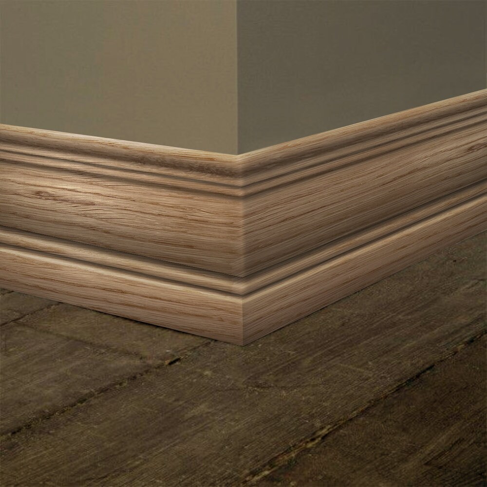 Unfinished Red Oak Baseboard Moulding 3/4 in X 4-7/8 in X 7ft Solid Hardwood Molding Decorative ...
