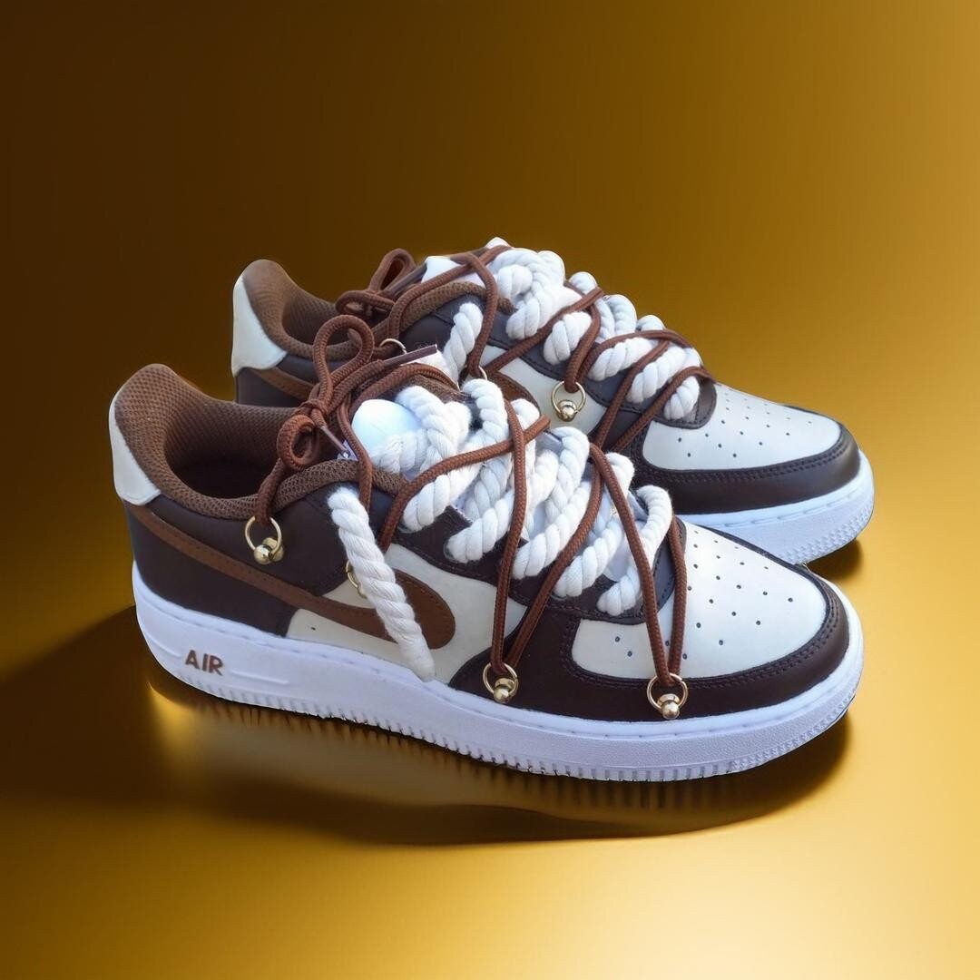 Custom Brown Air Force 1 With Overlaces - Etsy