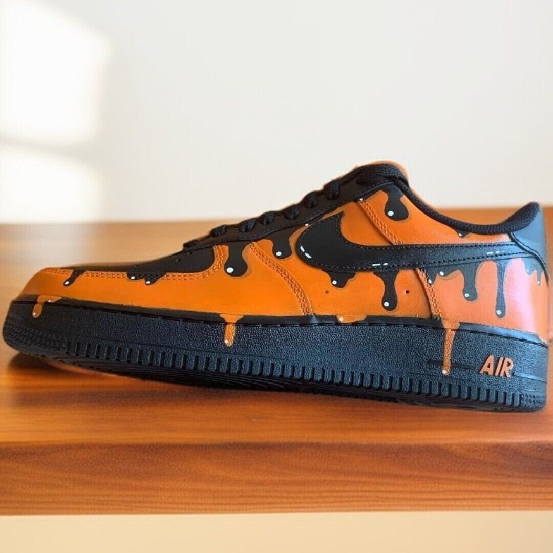 Custom Nike Air Force 1 Shoes Orange Drip - Etsy