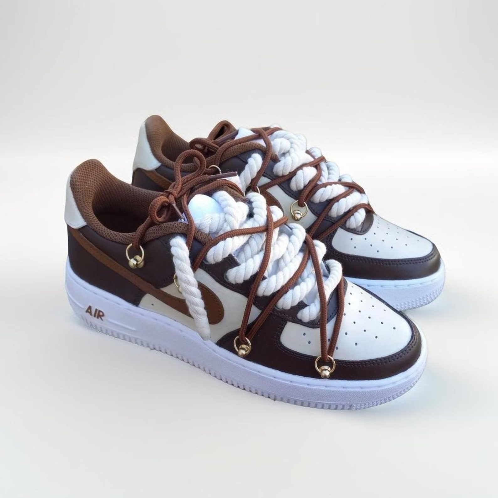 Custom Brown Air Force 1 With Overlaces - Etsy