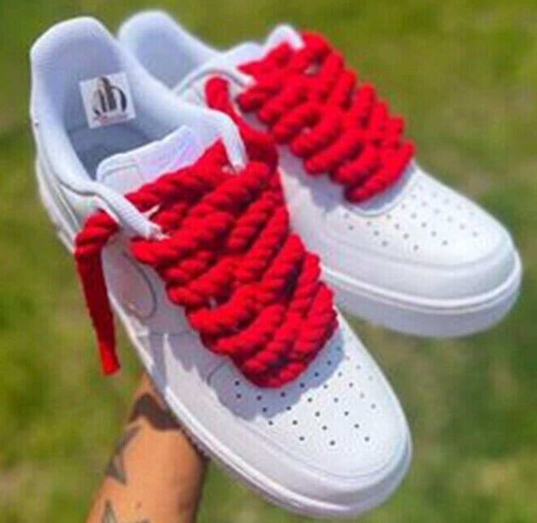 Custom Nike Air Force 1 Shoes Red Rope Laces - Etsy