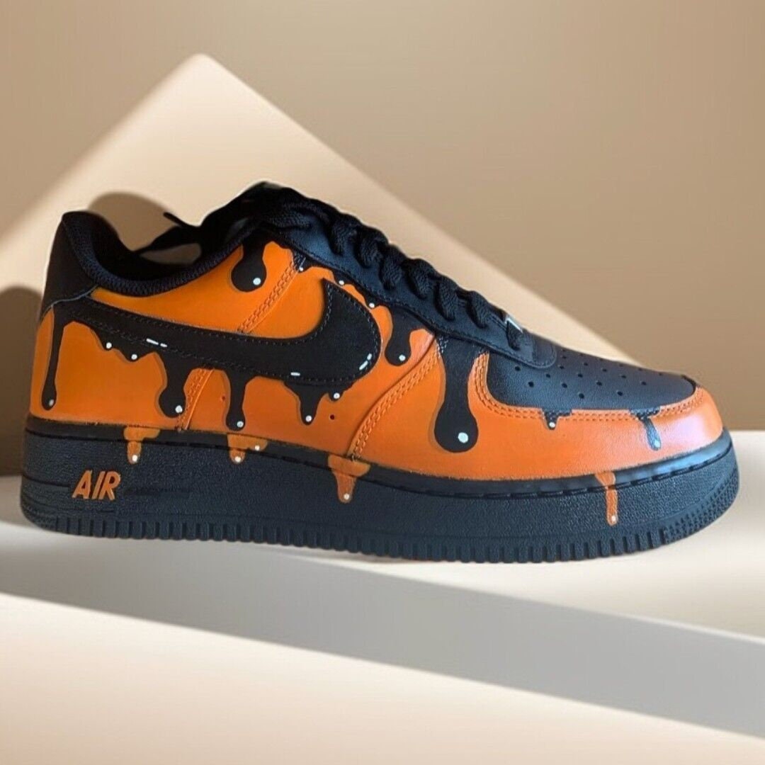 Custom Nike Air Force 1 Shoes Orange Drip - Etsy