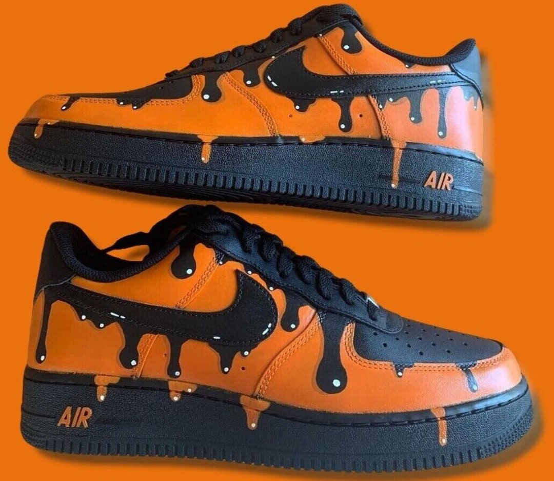 Custom Nike Air Force 1 Shoes Orange Drip - Etsy