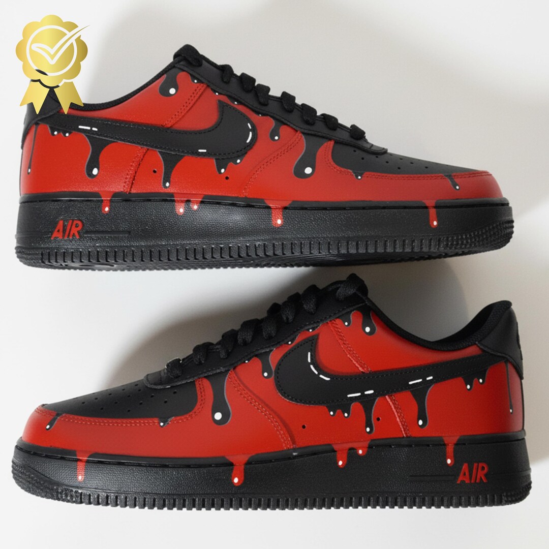 Custom Nike Air Force 1 Shoes Red Drip - Etsy