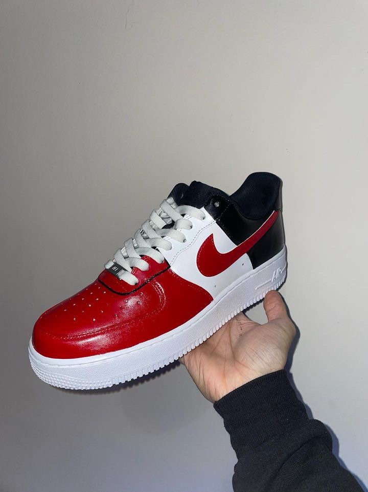 Custom Nike Air Force 1 Black and Red - Etsy