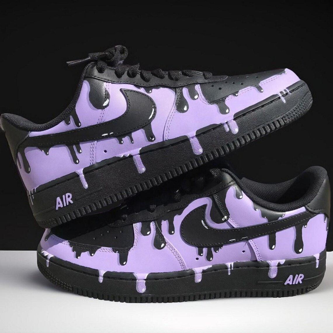 Custom Nike Air Force 1 Shoes Lilac Drip - Etsy