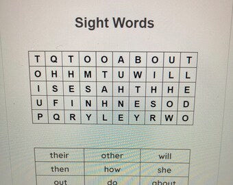 Sight Words Word-search - Etsy
