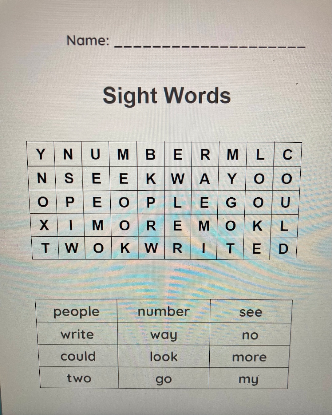 Sight Words Word-search - Etsy