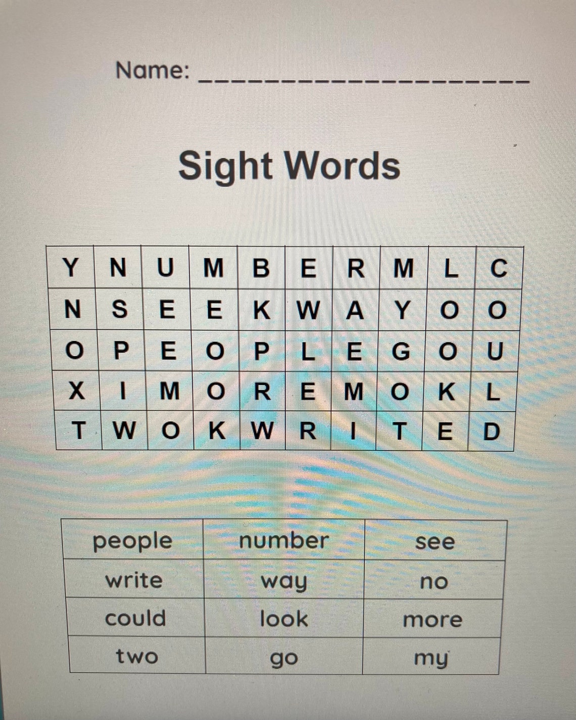 Sight Words Word-search - Etsy
