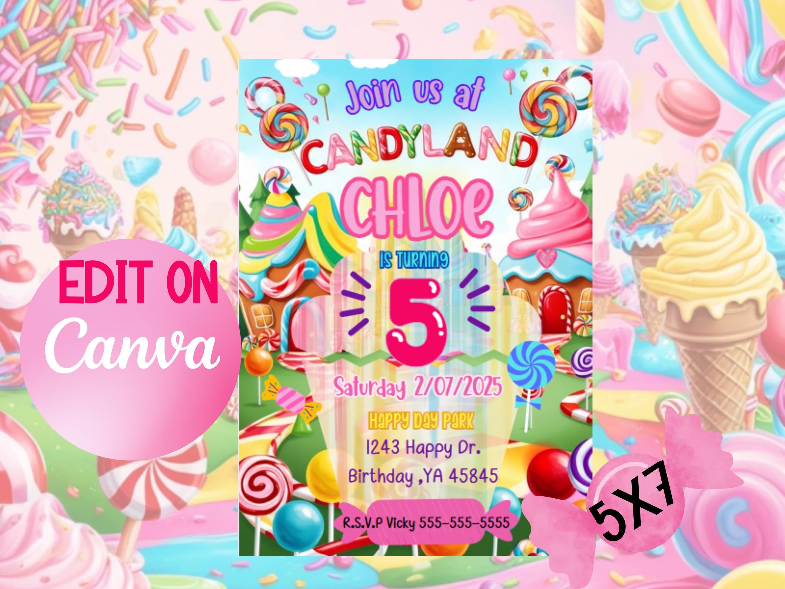 Candy Birthday Invitation, Candyland Birthday, Invitation Candyland ...