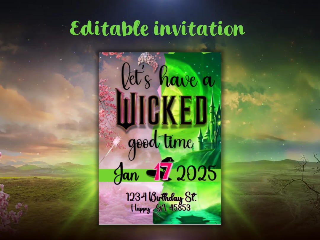 Wicked Invite, Wicked Birthday Invitation, Wicked Invitation, Wicked ...