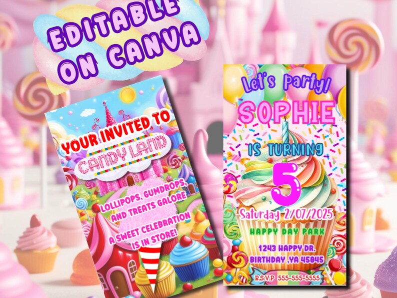 Editable Animated Candyland Birthday Invite, Video Invitation, Kids ...