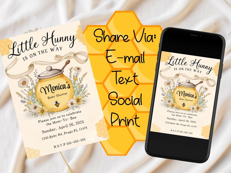Little Hunny Baby Shower Invitation, Editable Baby Shower Invite ...