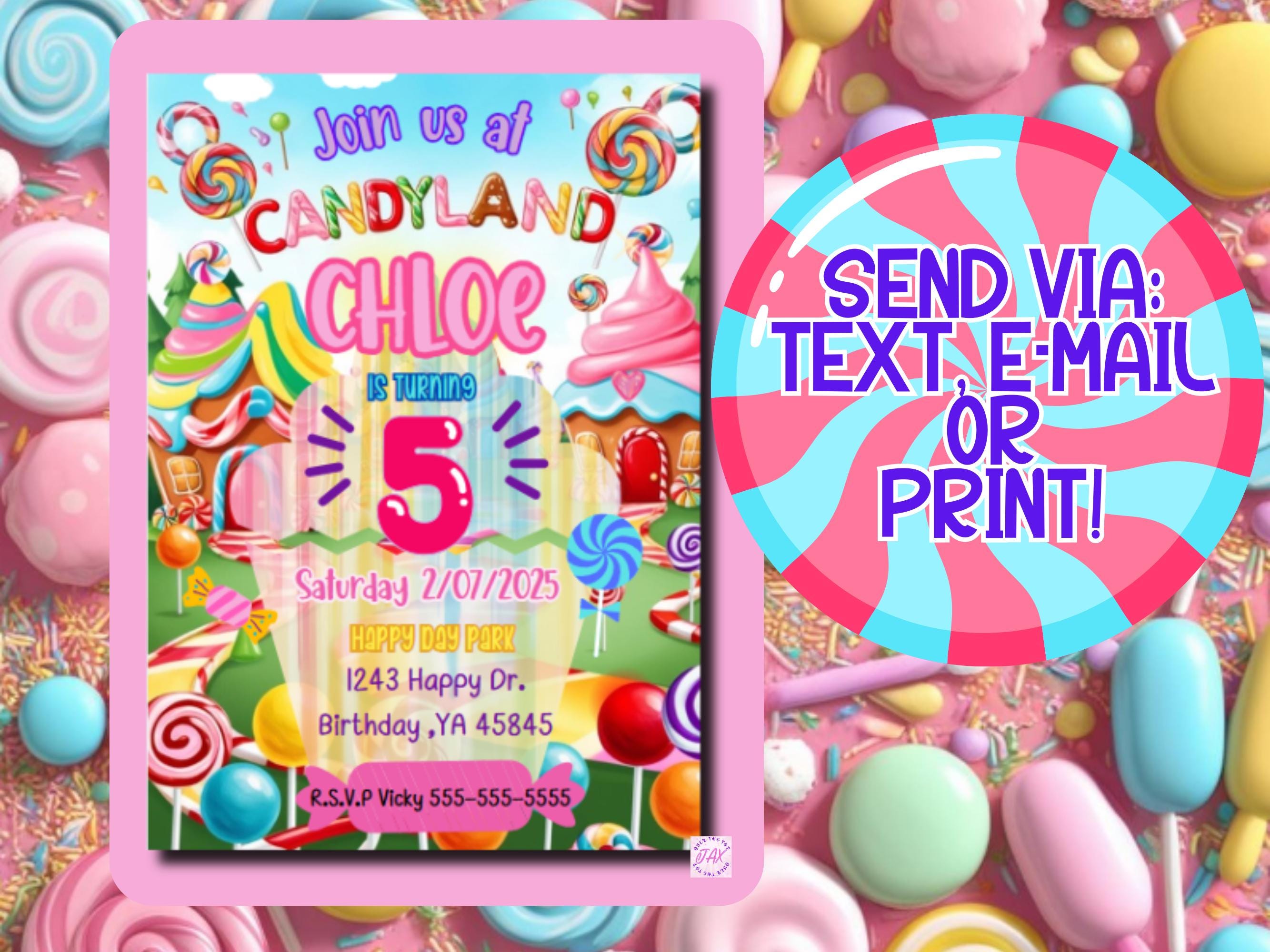 Candy Birthday Invitation, Candyland Birthday, Invitation Candyland ...