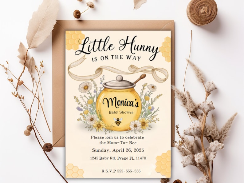 Little Hunny Baby Shower Invitation, Editable Baby Shower Invite ...