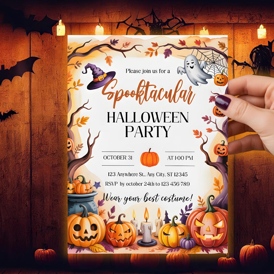 Editable Halloween Party Invitation | Pumpkin Theme | Editable Spooky ...