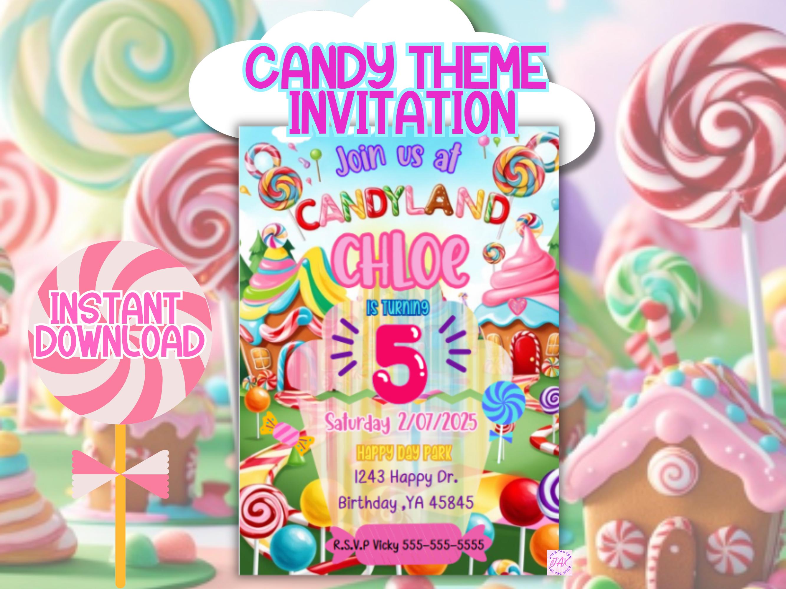 Candy Birthday Invitation, Candyland Birthday, Invitation Candyland ...