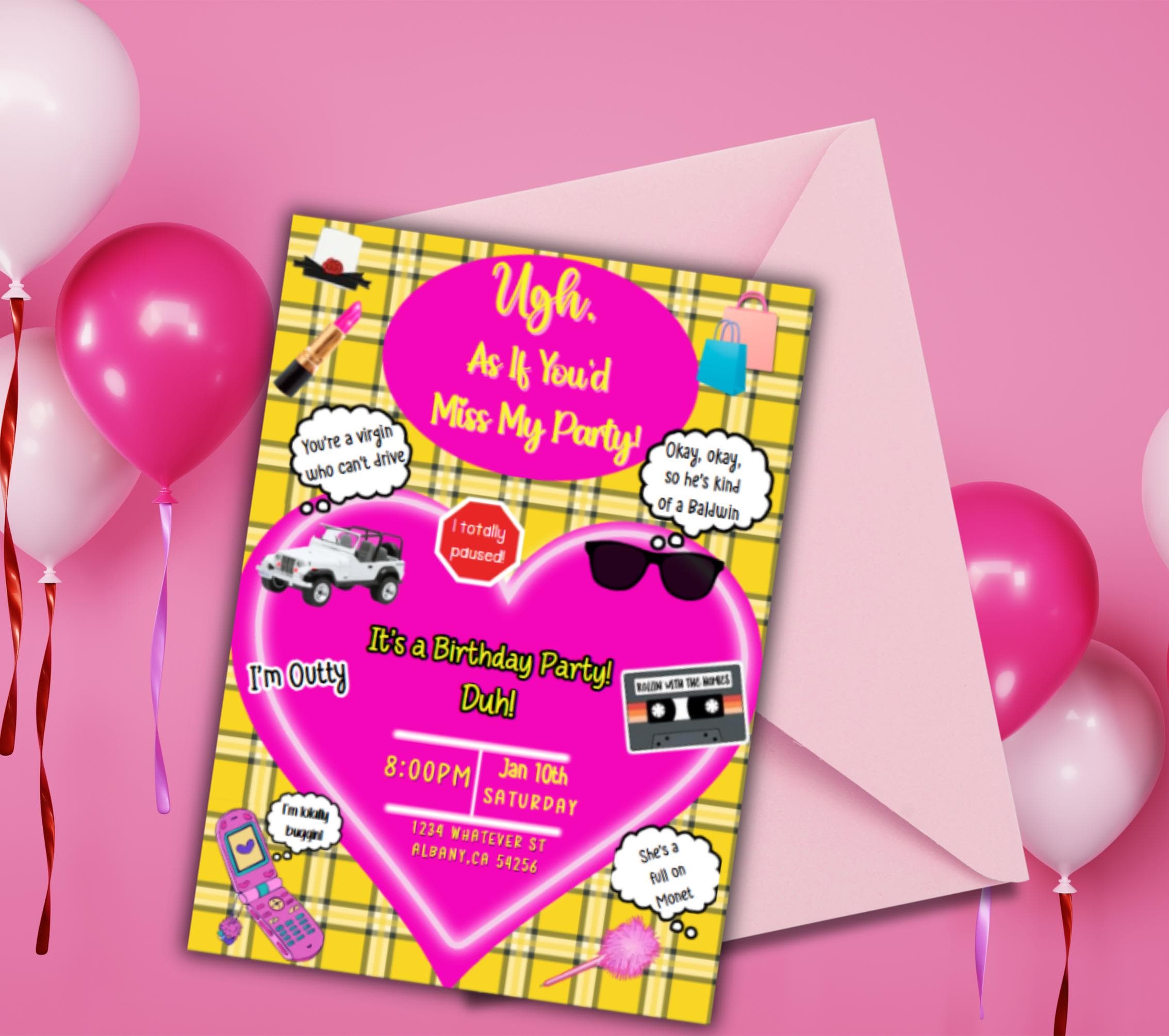 90s Birthday Party Invitation, Clueless Birthday Invite,bachelorette ...