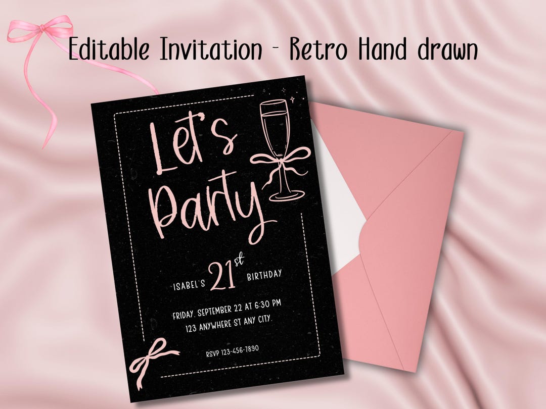 Retro Birthday Invitation,birthday Invite Vintage 21st Retro Birthday ...