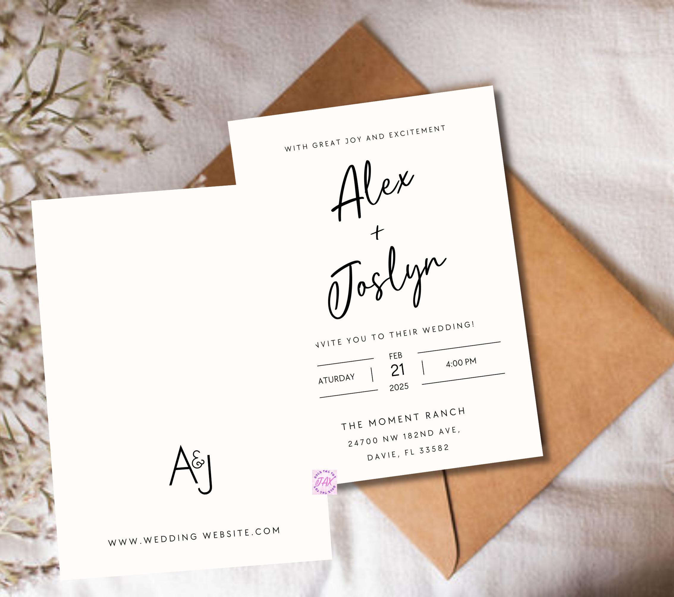 Wedding Invitation Template - Instant Canva Download Elegant ...