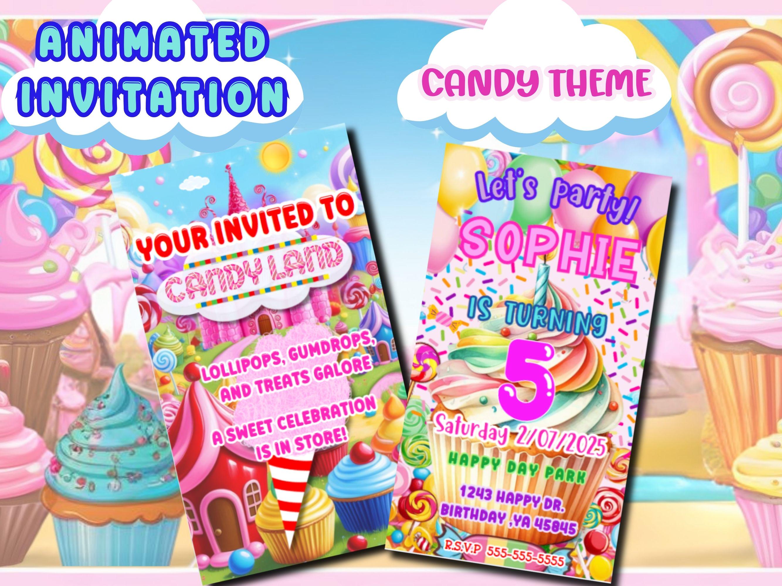 Editable Animated Candyland Birthday Invite, Video Invitation, Kids ...